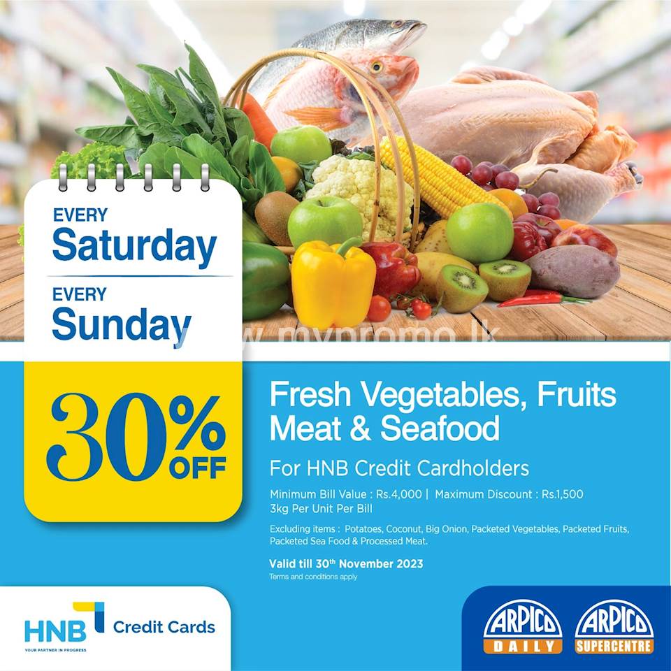 30% Off on Fresh Vegetables, Fruits, meat and seafood for HNB Credit ...