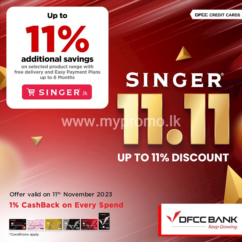 Singer 11:11 sale with DFCC Credit and Debit Cards!