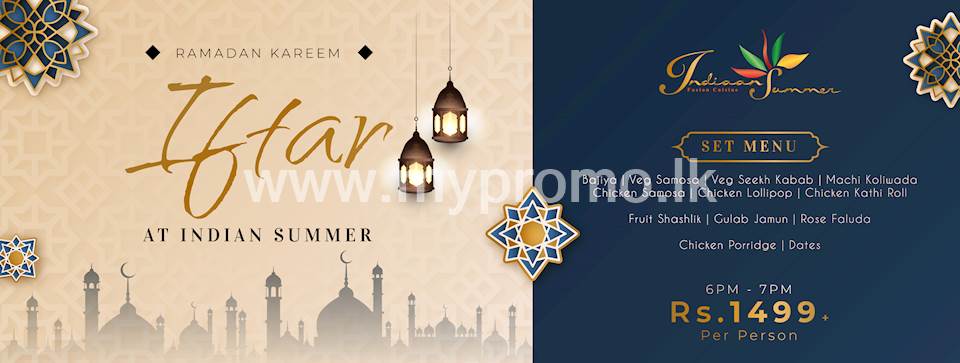 Iftar set menu at Indian Summer | Indian Summer Sri Lanka