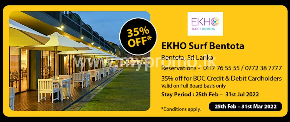 Get 35% Off at EKHO Surf Bentota with Bank of Ceylon Cards