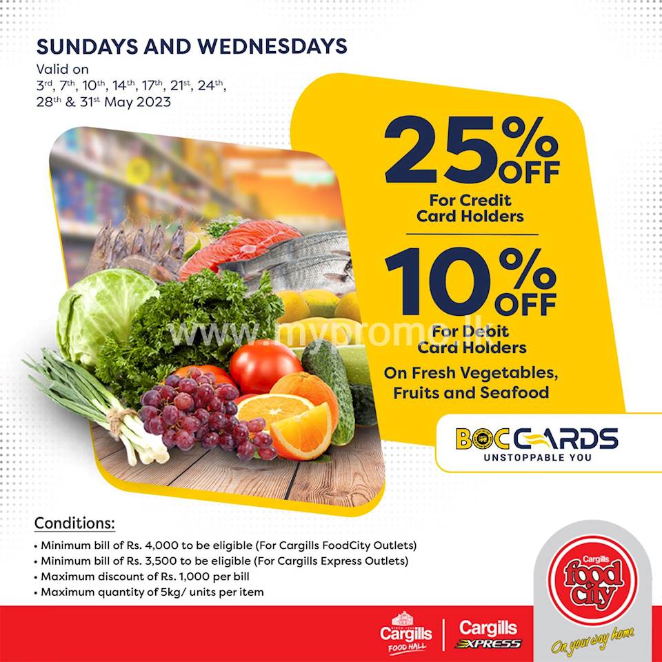 Get up to 25%off on fresh vegetables, fruits and seafood at Cargills ...