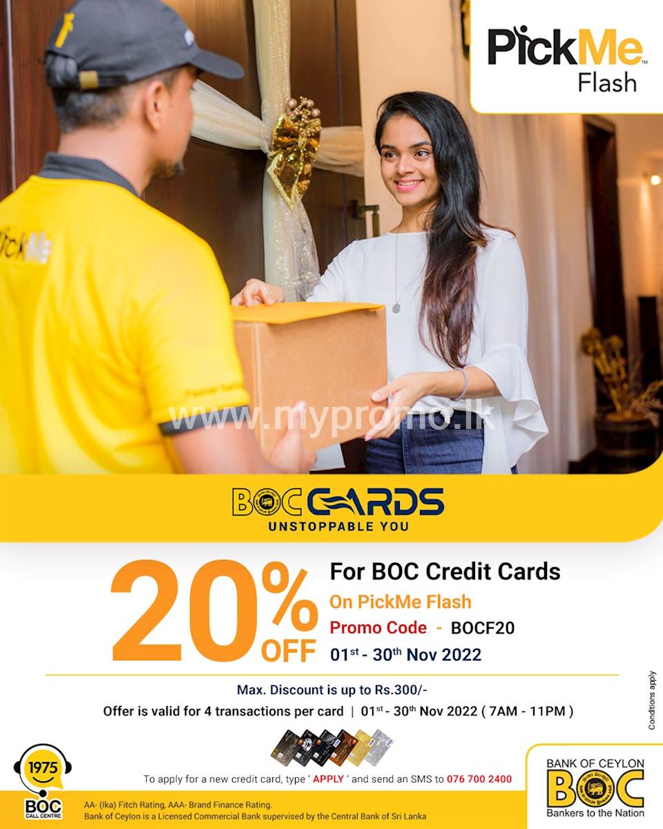 20% OFF at PickMe Flash for BOC Credit Card
