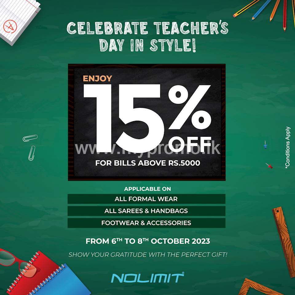 Get 15% OFF for the bills above 5000/ at NOLIMIT