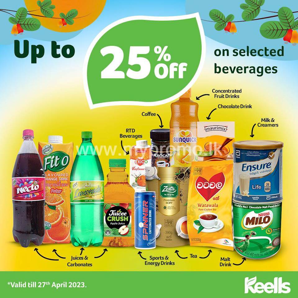Get up to 25% off on selected beverages at keells