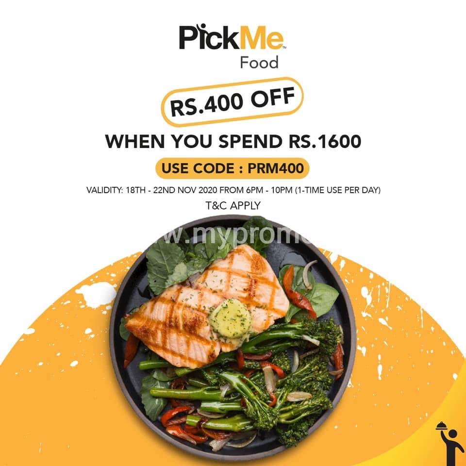 Exclusive Dinner Promo on PickMe Food - Spend Rs.1600 & get Rs.400 OFF!