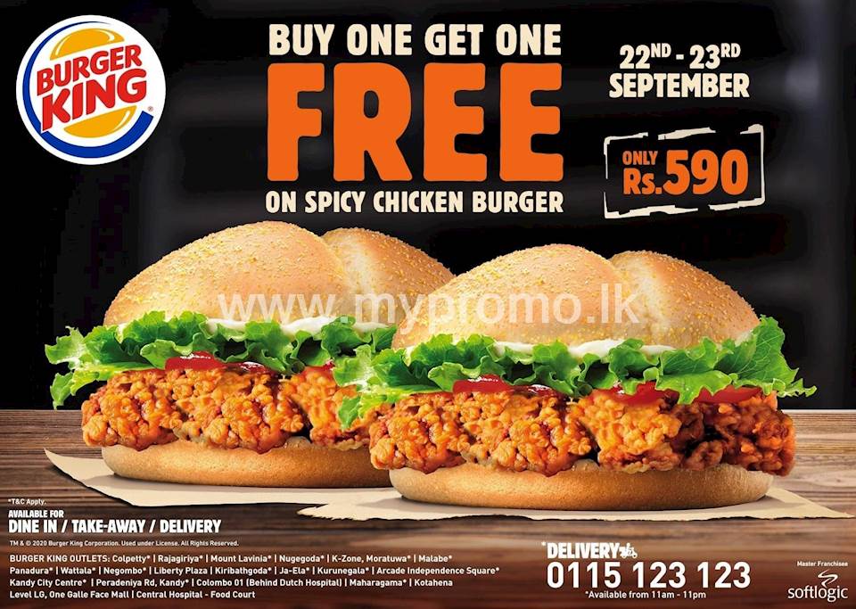 Buy One Get One FREE at Burger King! Grab a Delicious Spicy Chicken ...