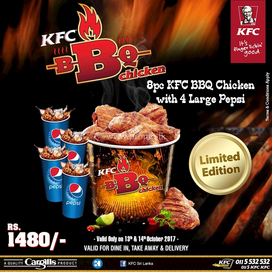 Get a 8pc KFC BBQ Chicken with 4 Large Pespi for just Rs. 1480/- at ...