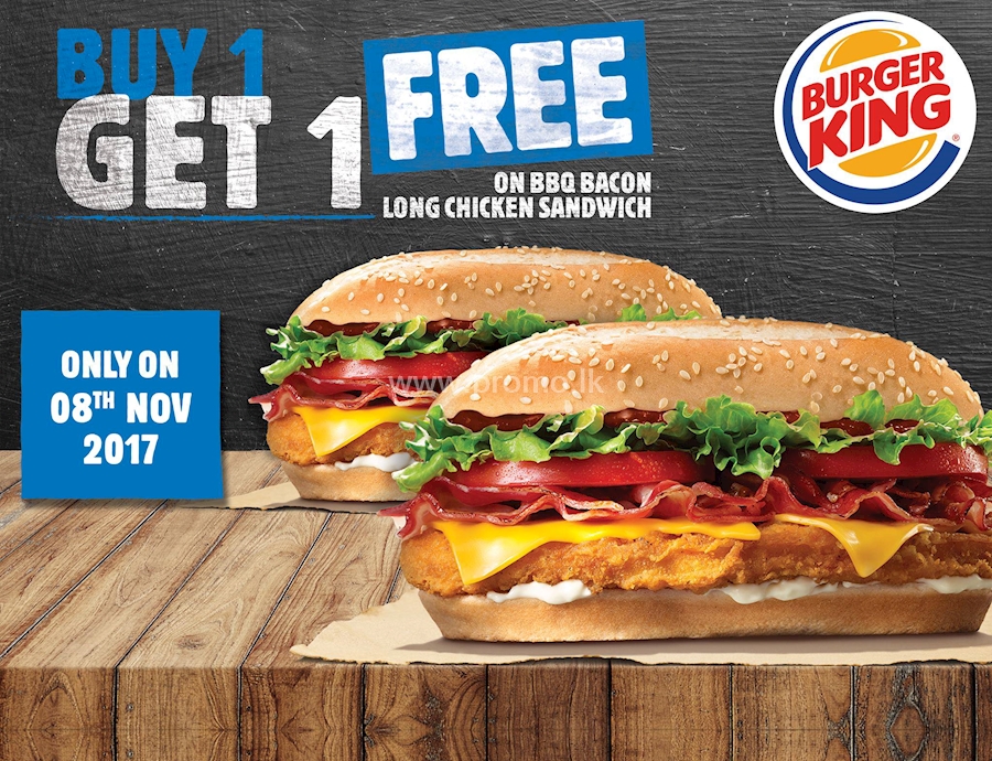 Buy 1 Get 1 Free on BBQ Bacon Long Chicken Sandwich at Burger King
