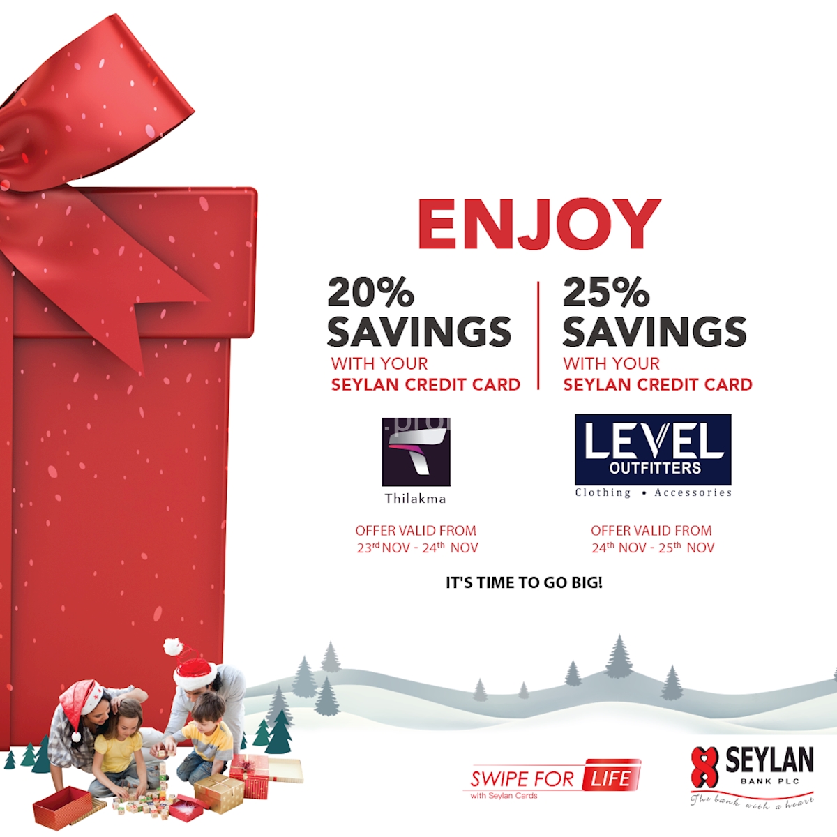 Enjoy up to 25% savings for Seylan Credit Cardholders at selected stores
