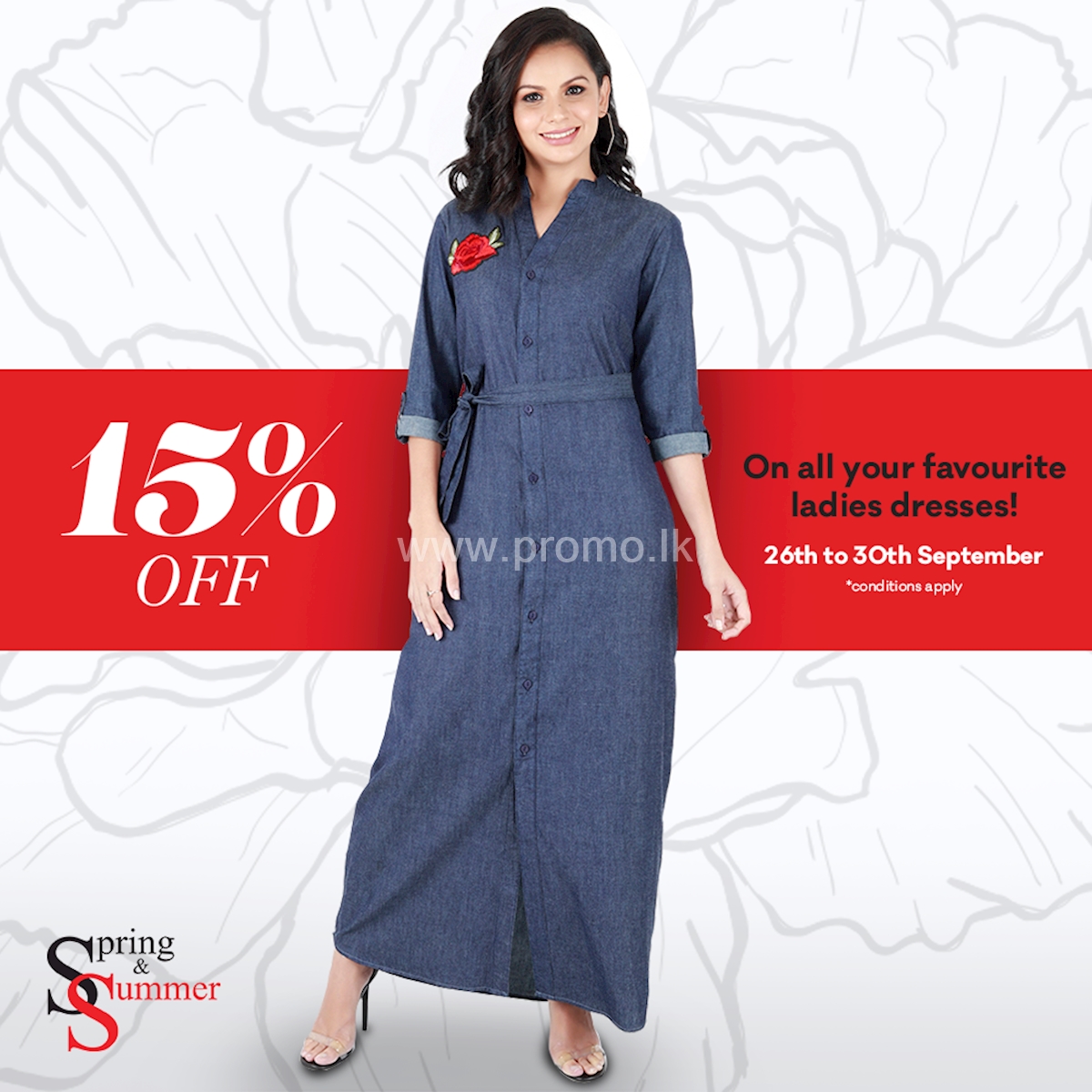 15% Off on Ladies dresses from Spring and Summer