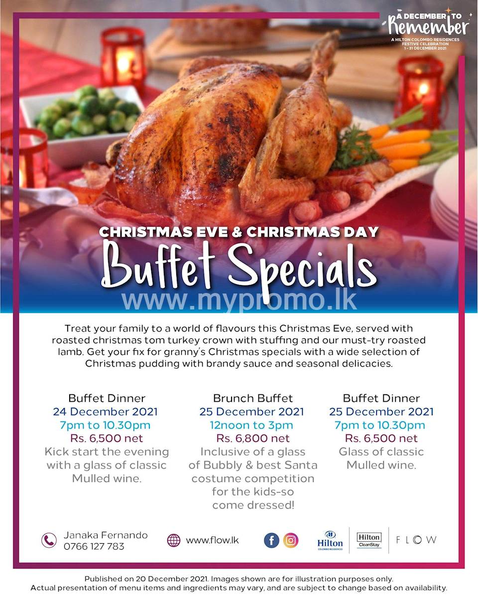 Christmas Eve and Christmas Day Buffet Specials at Hilton Colombo Residence