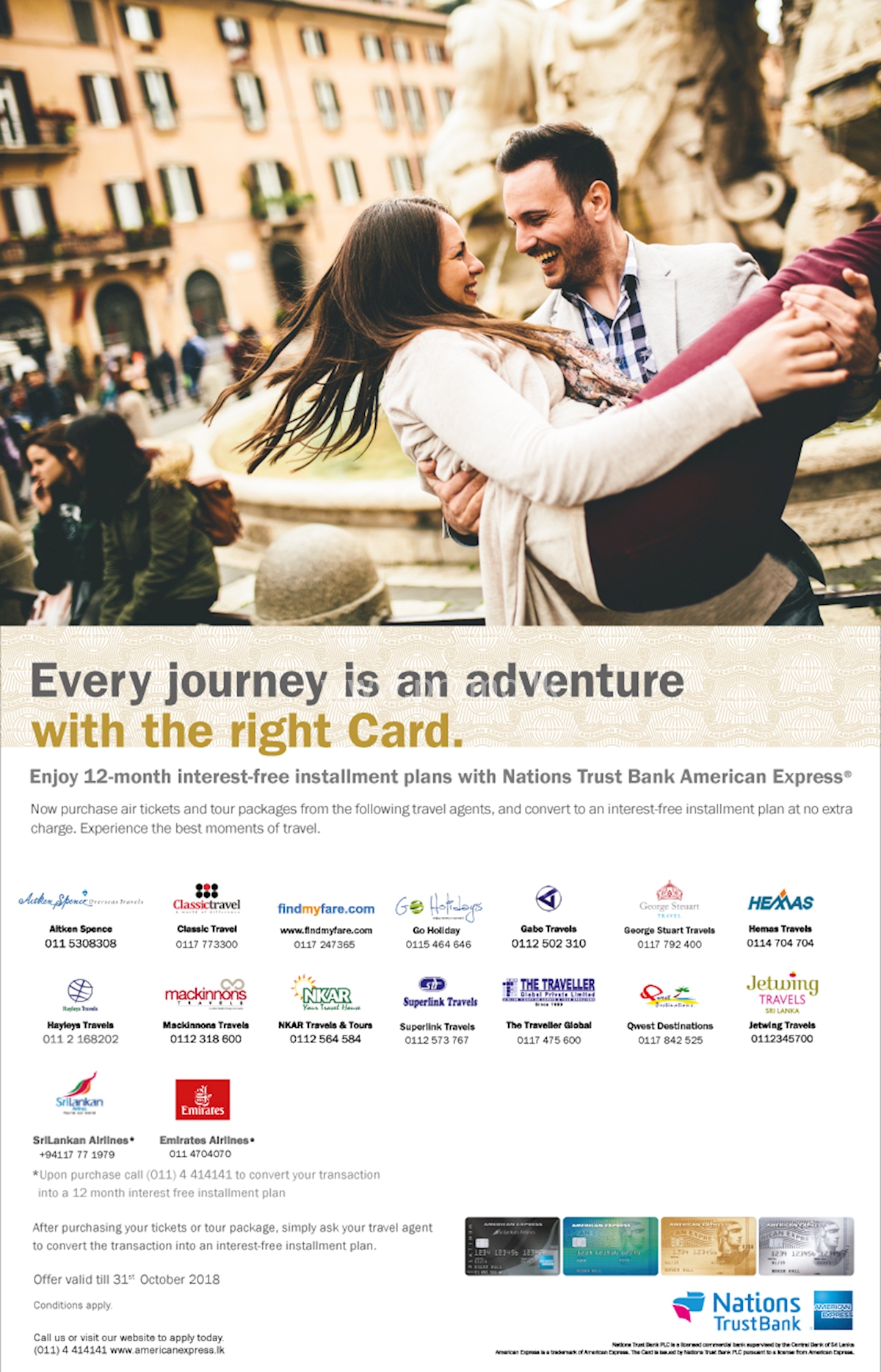 Enjoy 12 month interest free installment plans with NTB Amex Card