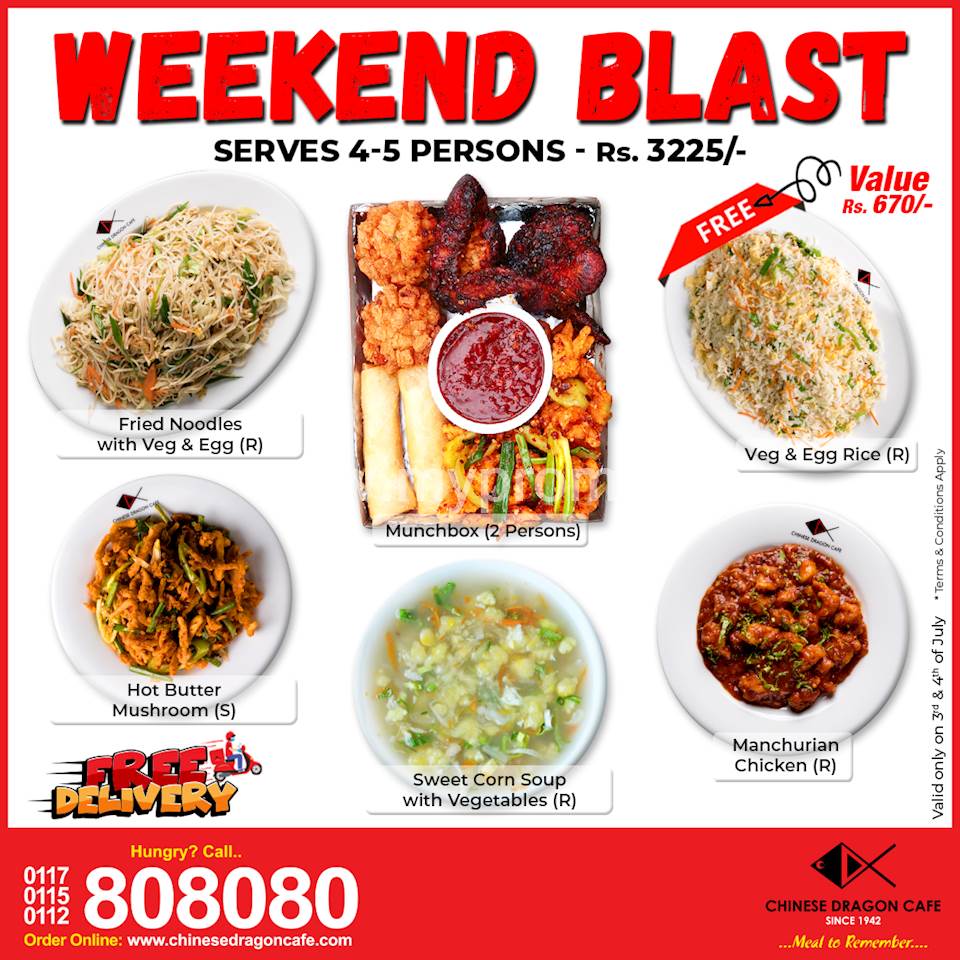Weekend Blast (Rs. 3225/ for 4-5 persons) at Chinese Dragon Cafe!