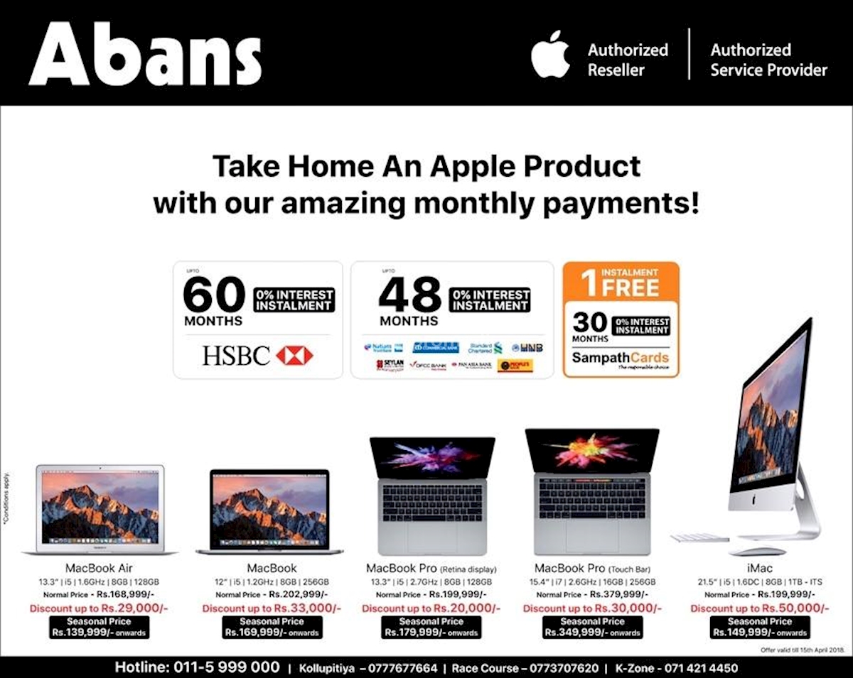 Take Home an Apple product with our amazing monthly payments from Abans