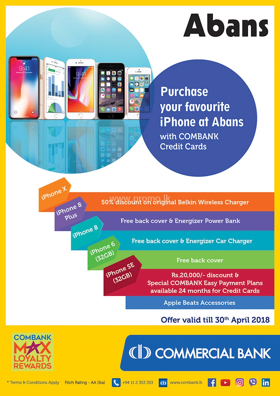 Purchase your favourite iPhone at Abans on Combank Credit Cards