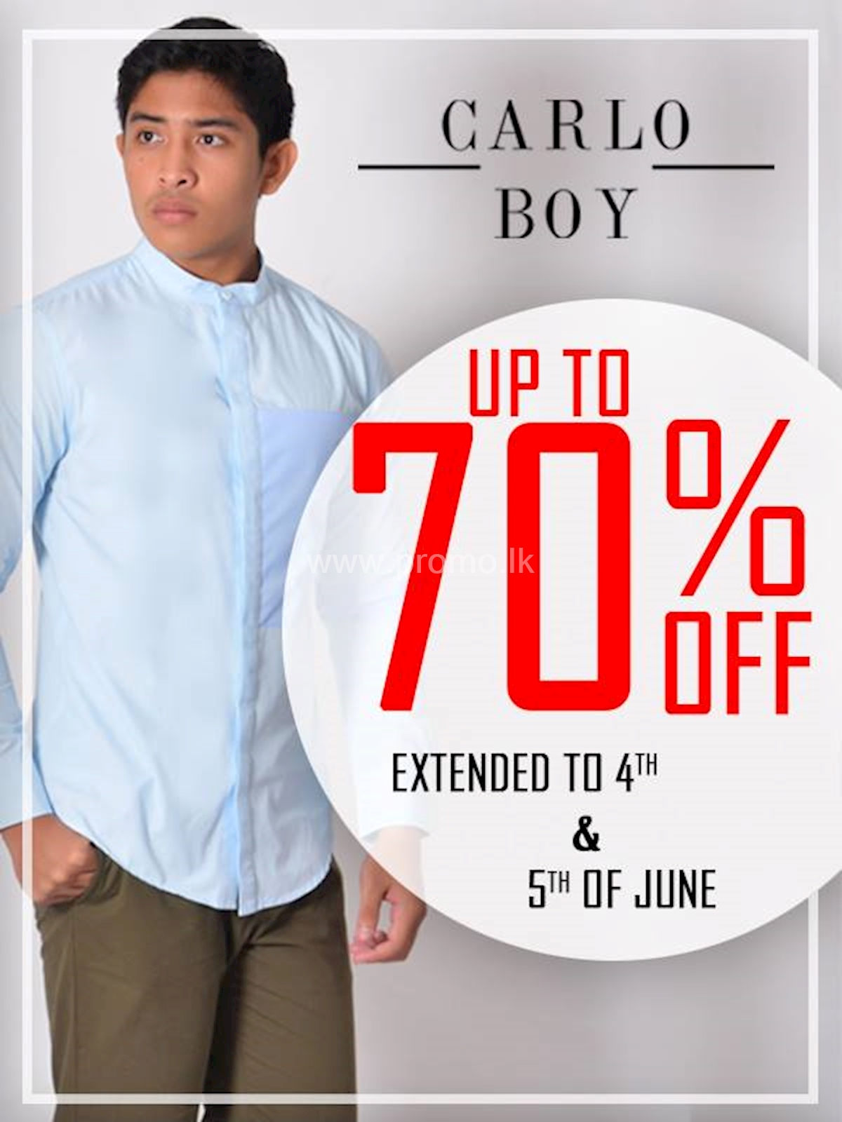 Extended Offer for upto 70% off for Carlo Boys