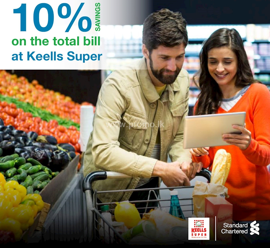 10% Off on the total bill at Keells Super on Standard Chartered Cards