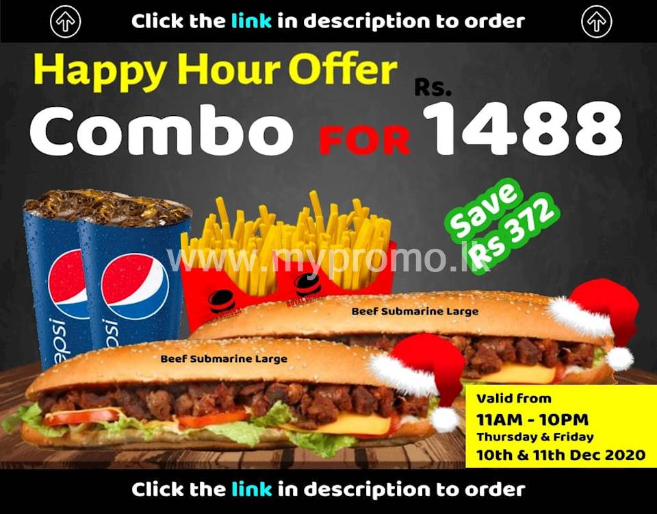 Happy Hour Combo for Rs 1488 at Royal Burger