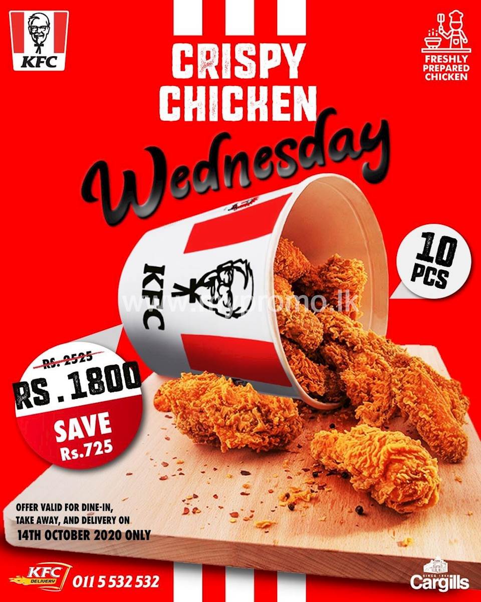 Get your 10 Pcs bucket for just Rs. 1,800 today At KFC Sri Lanka