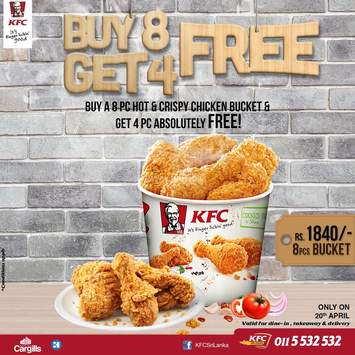 Tantalize your taste buds with a Buy 8 Get 4 Free Offer from KFC