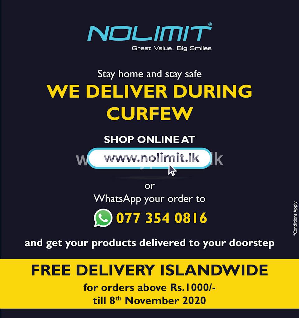 Free Delivery island wide for Bills above Rs 1000 from Nolimit