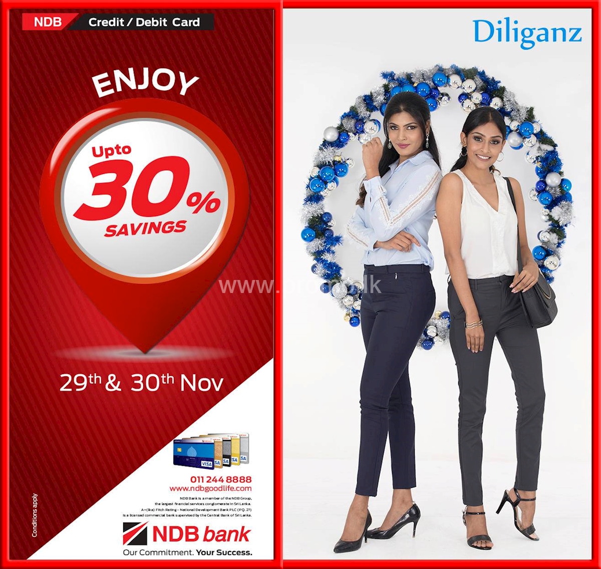 Enjoy 30% Savings & 10% Savings when you shop with NDB Credit & Debit Cards