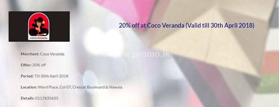 20% Off at Coco Veranda for HNB Cardholders