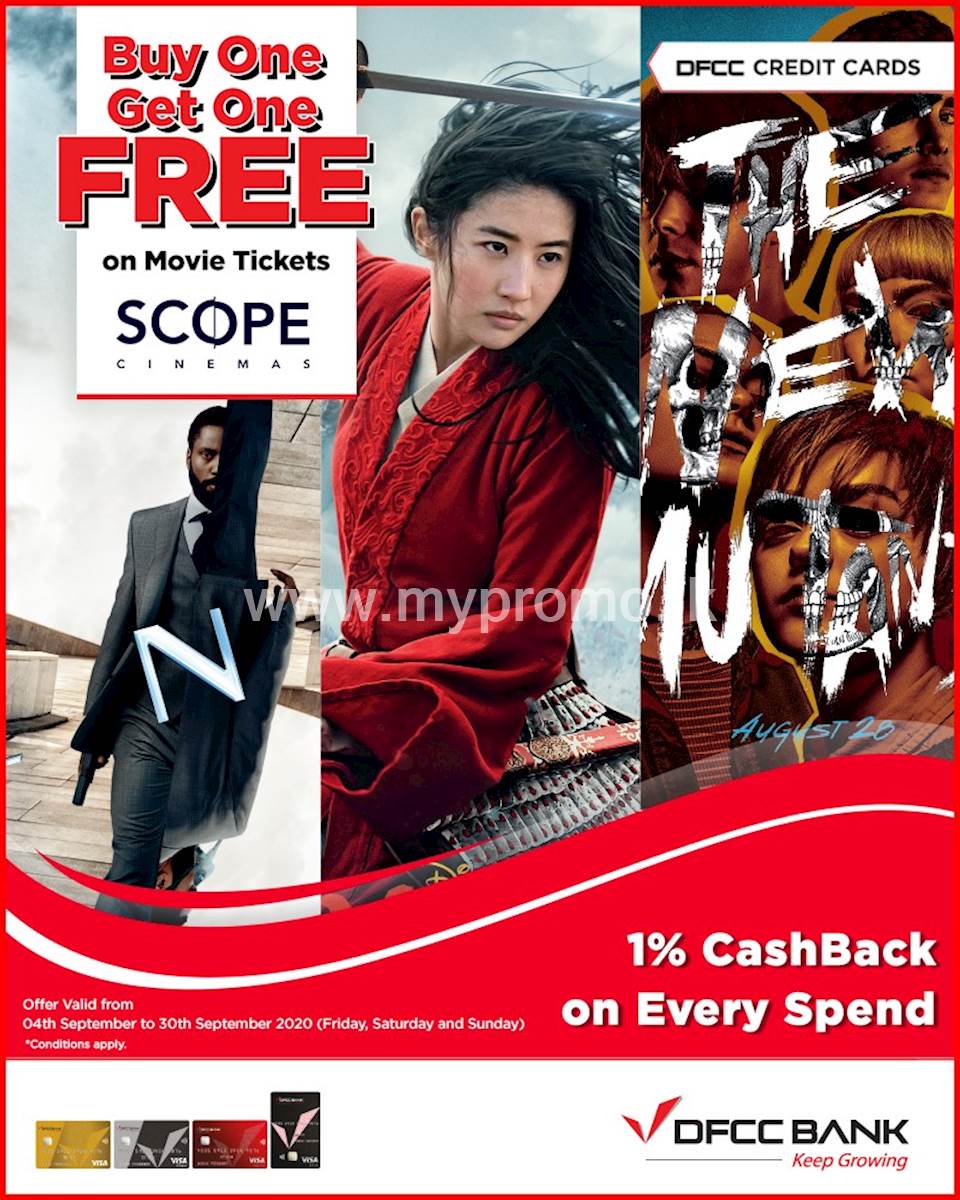Buy one ticket and get one FREE at Scope Cinemas only with DFCC Credit ...