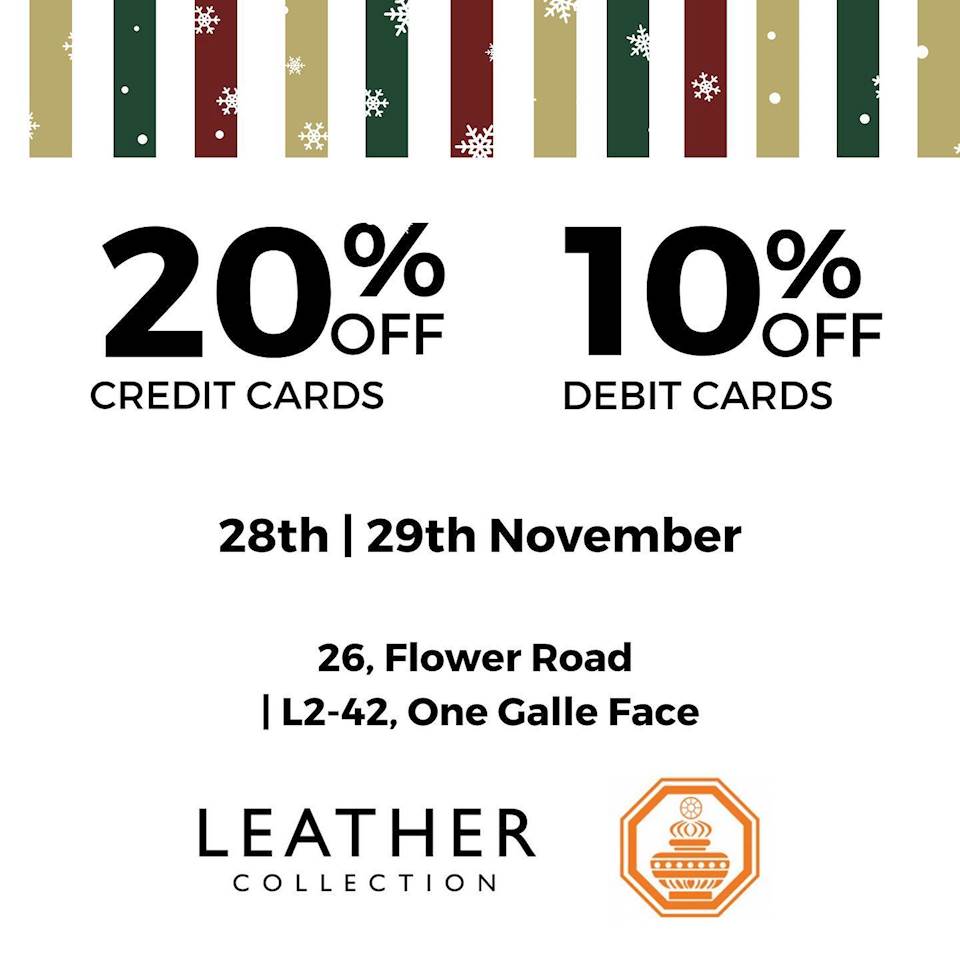 Enjoy 20% and 10% off Sampath Credit and Debit cards at Leather Collections