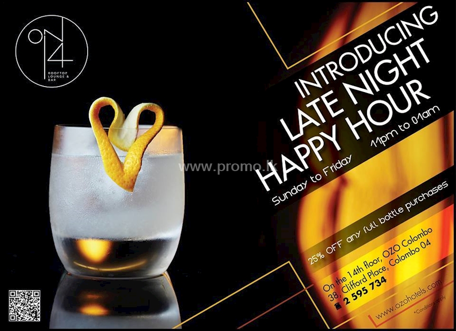 Late Night Happy Hour from On 14 Rooftop Bar & Lounge