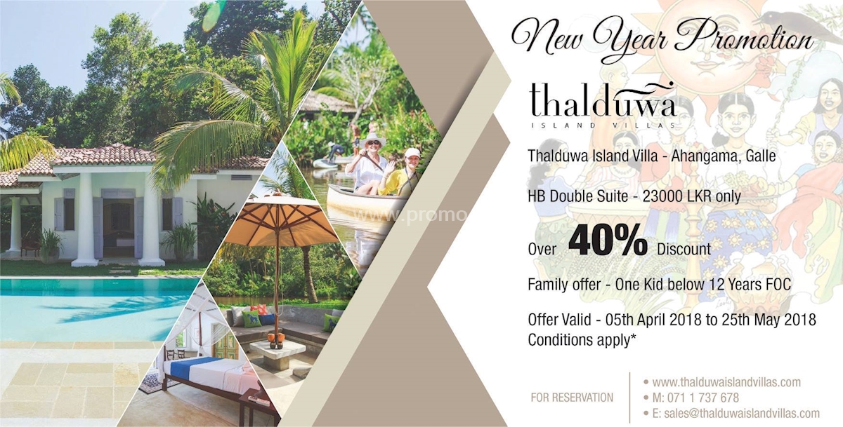 40% Off on your staying at Thalduwa Island Villas this Avurudu
