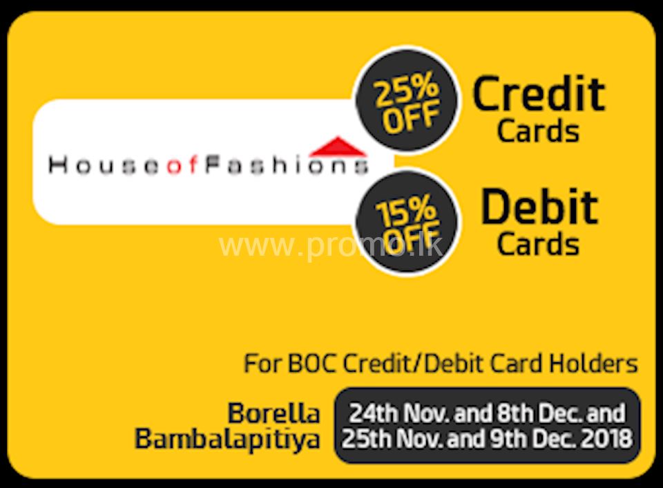 Upto 25% Off at House of Fashion for BOC Cardholders | Bank of Ceylon