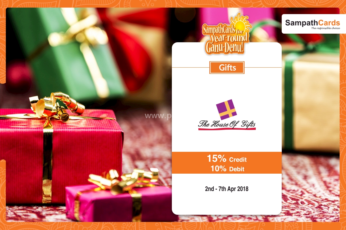 Up to 15% Off on Sampath Cards at The House Of Gifts