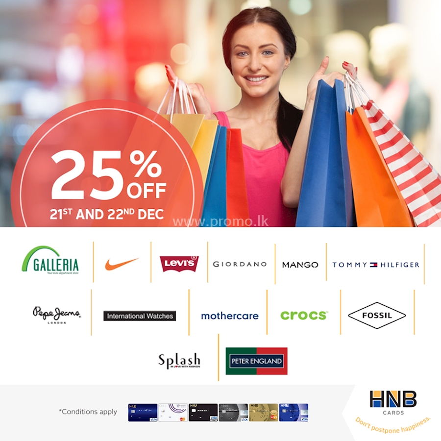 25% Off on HNB cards at your favourite outlets