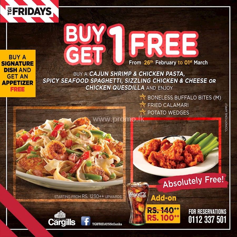 Buy 1 Get 1 Free Offer from TGI Fridays
