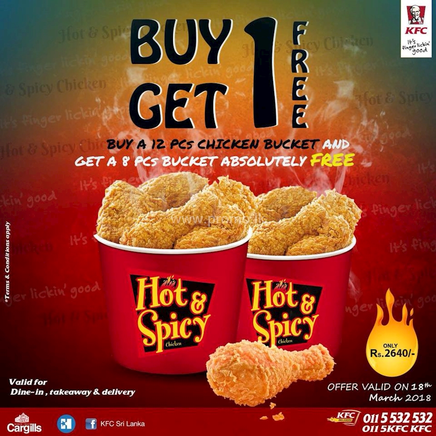 Buy 1 Get 1 Free | Buy 12 PCS Chicken Bucket and Get a 8 PCS Bucket FREE