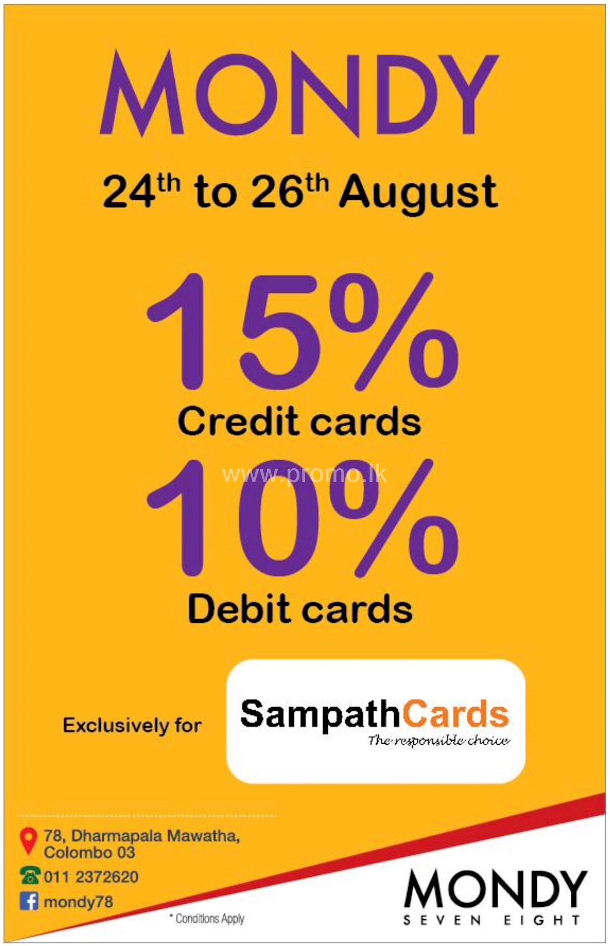Enjoy upto 15% Off on your favourite looks with your Sampath Bank Cards ...