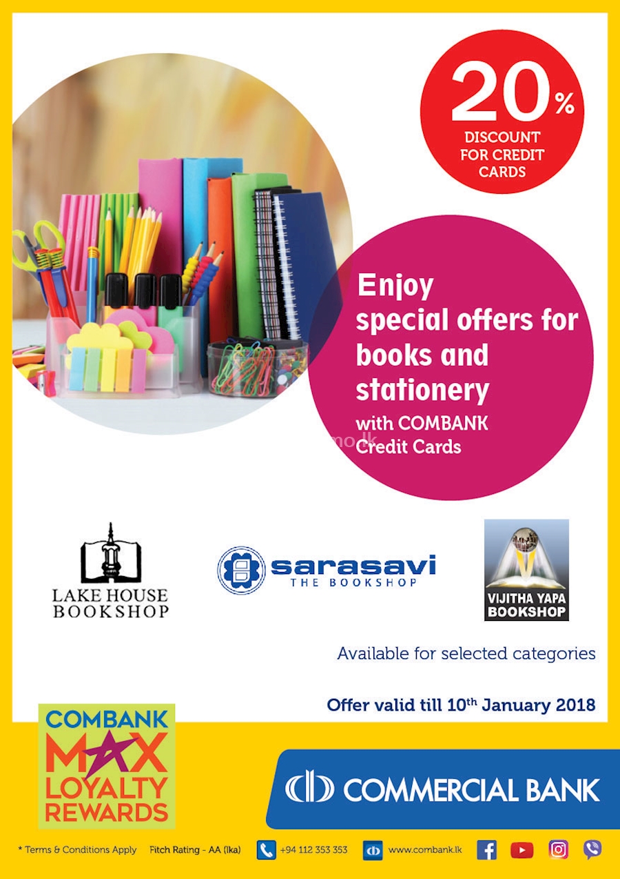 20% Off for Combank Cardholders at Sarasavi Bookshop
