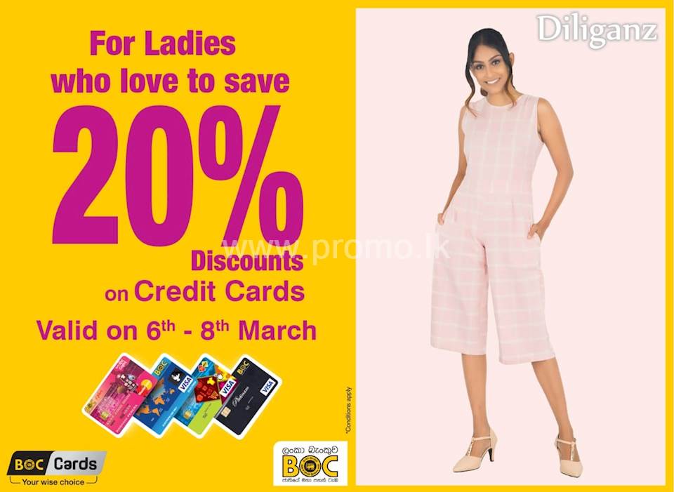 20# Off on BOC Credit cards at Diliganz