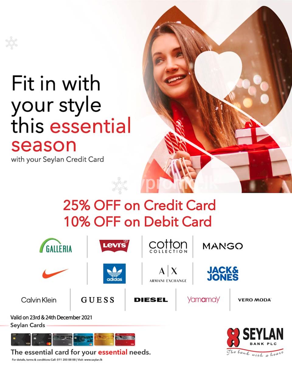 Enjoy up to 25% off on clothing with your Seylan Card