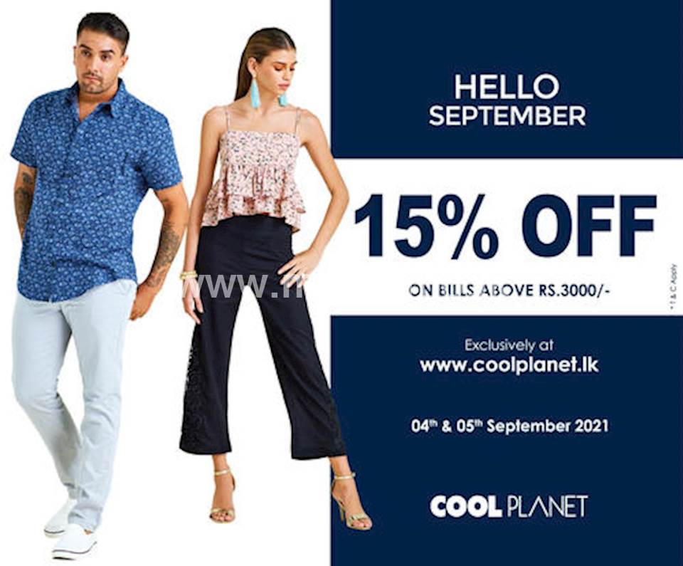 Enjoy 15% off for purchases over Rs.3000 exclusively at www.coolplanet.lk