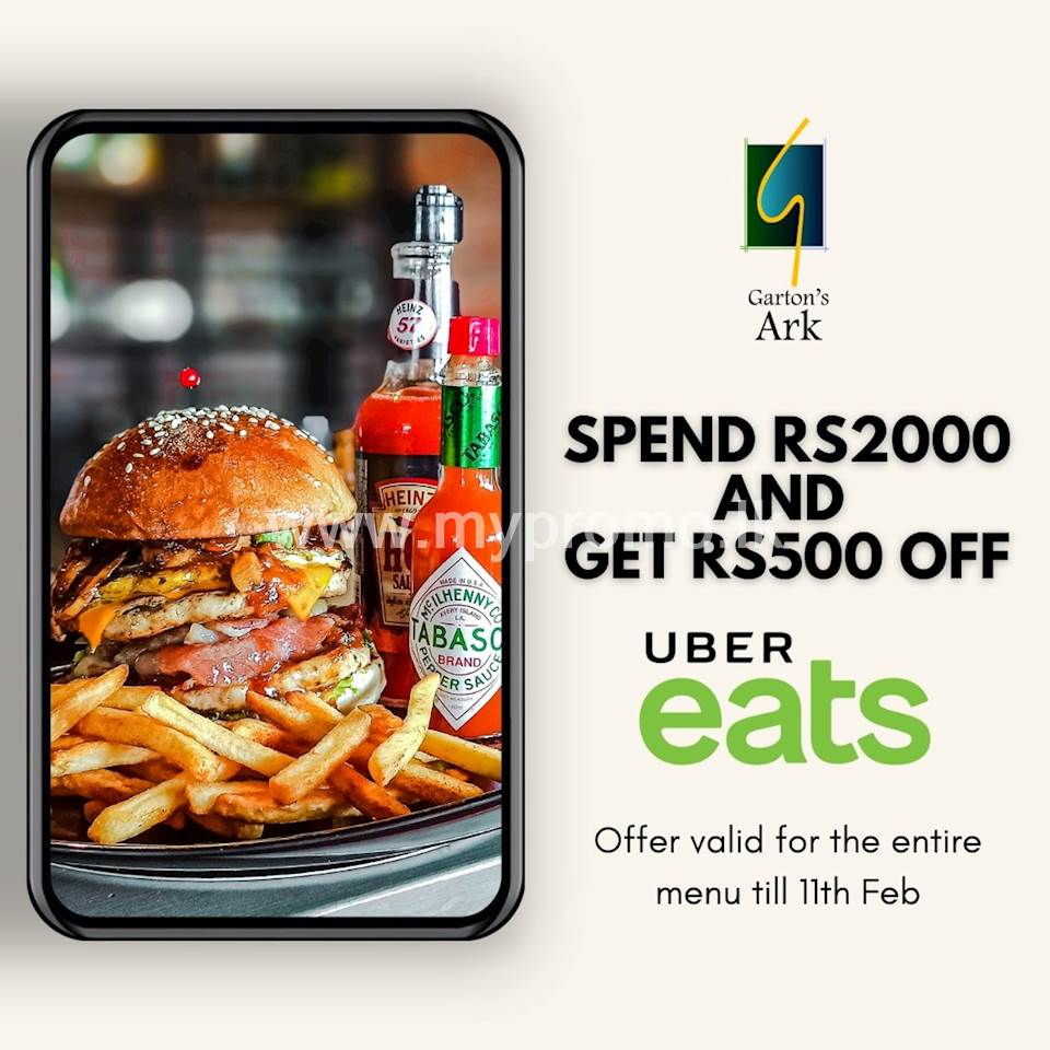 Spend 2000 and get 500 off at Garton's Ark on Uber Eats