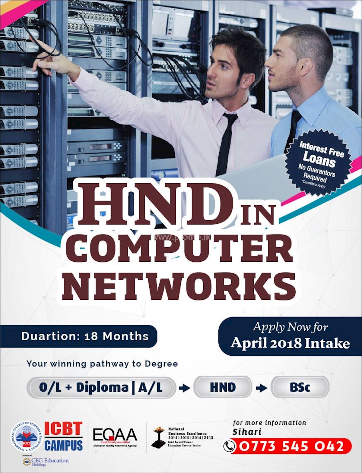 Intakes for HND in Computer Networks at ICBT Campus