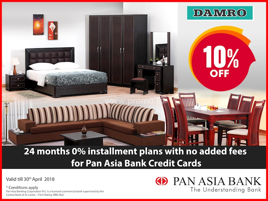 10% Off at Damro with Pan Asia Bank Cards