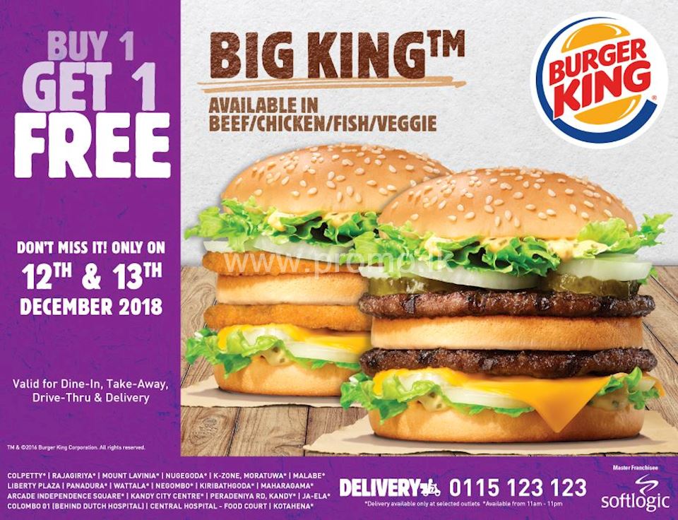 Buy 1 Get 1 Free on Big King from Burger King | Burger King